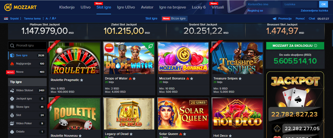 Mozzart Kazino bonus i recenzija - Slot Igre